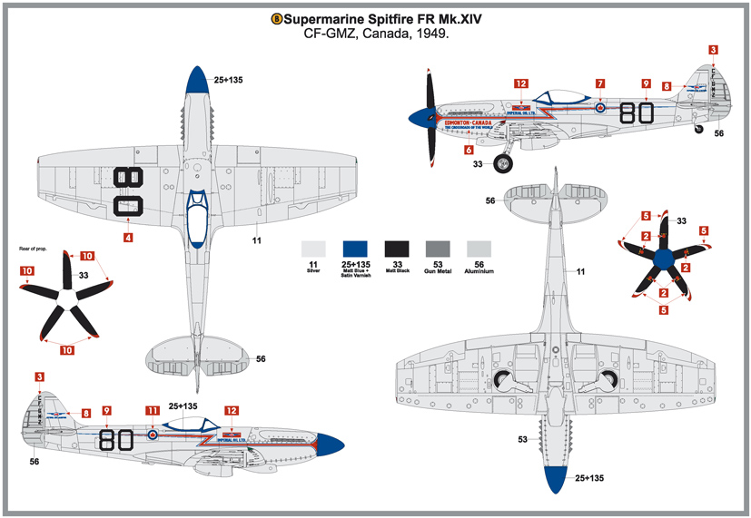 spitfire 3 view drawing